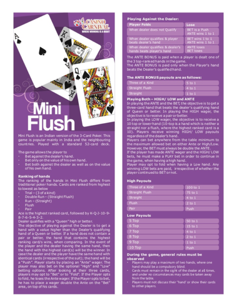 Mini Flush-Know how to play games and the rules to play